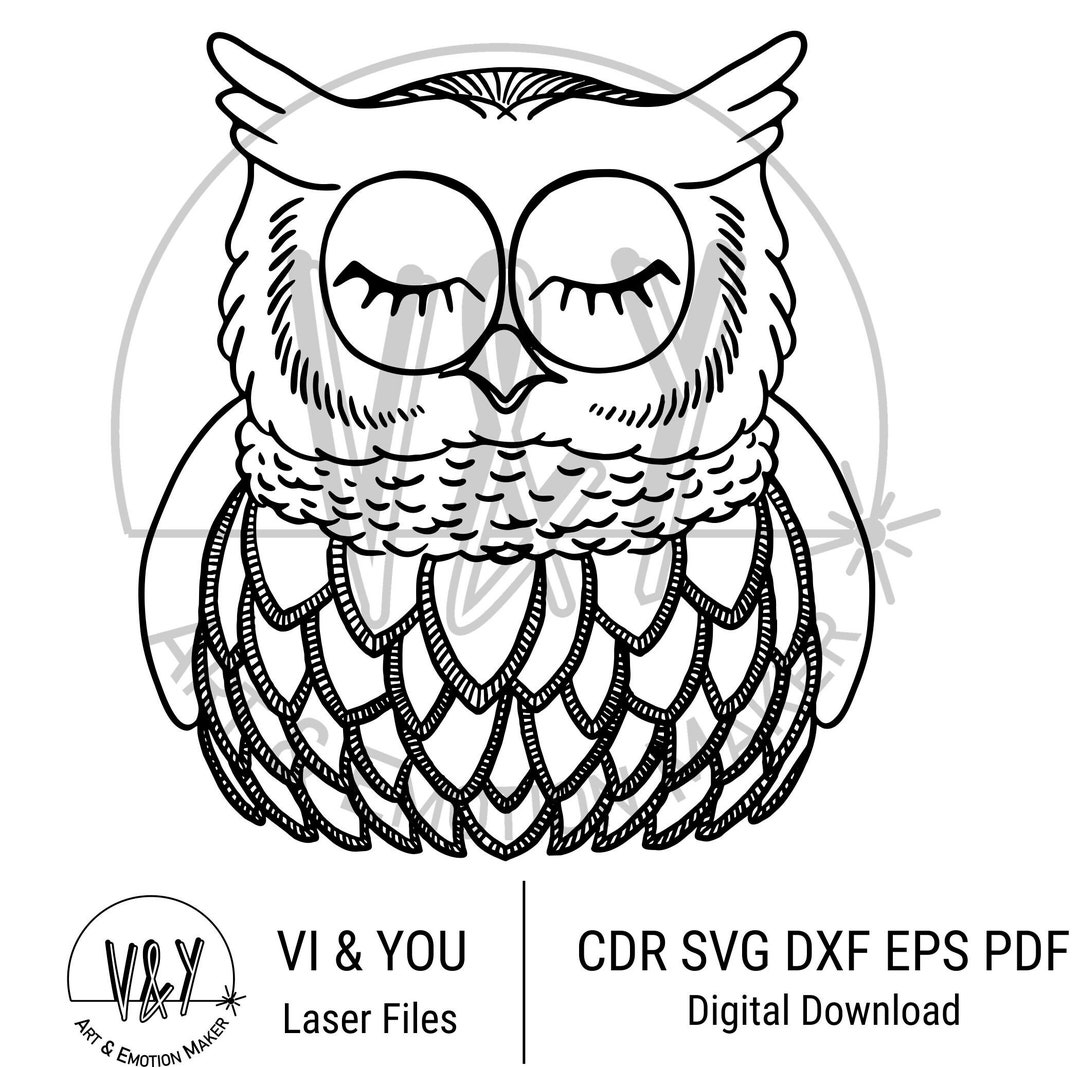 Sleeping Owl SVG Clipart, Owl Digital Download, Owl Eps Png Dxf ...