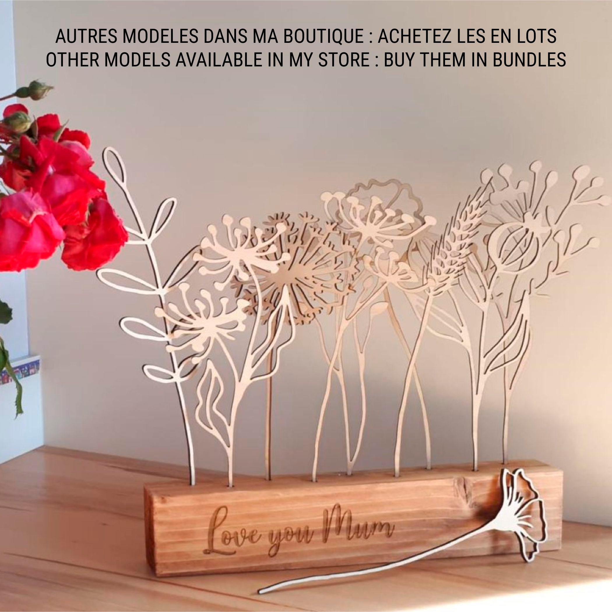Wood Flowers Laser Cut Flowers File for Laser Cutting, Digital Download ...
