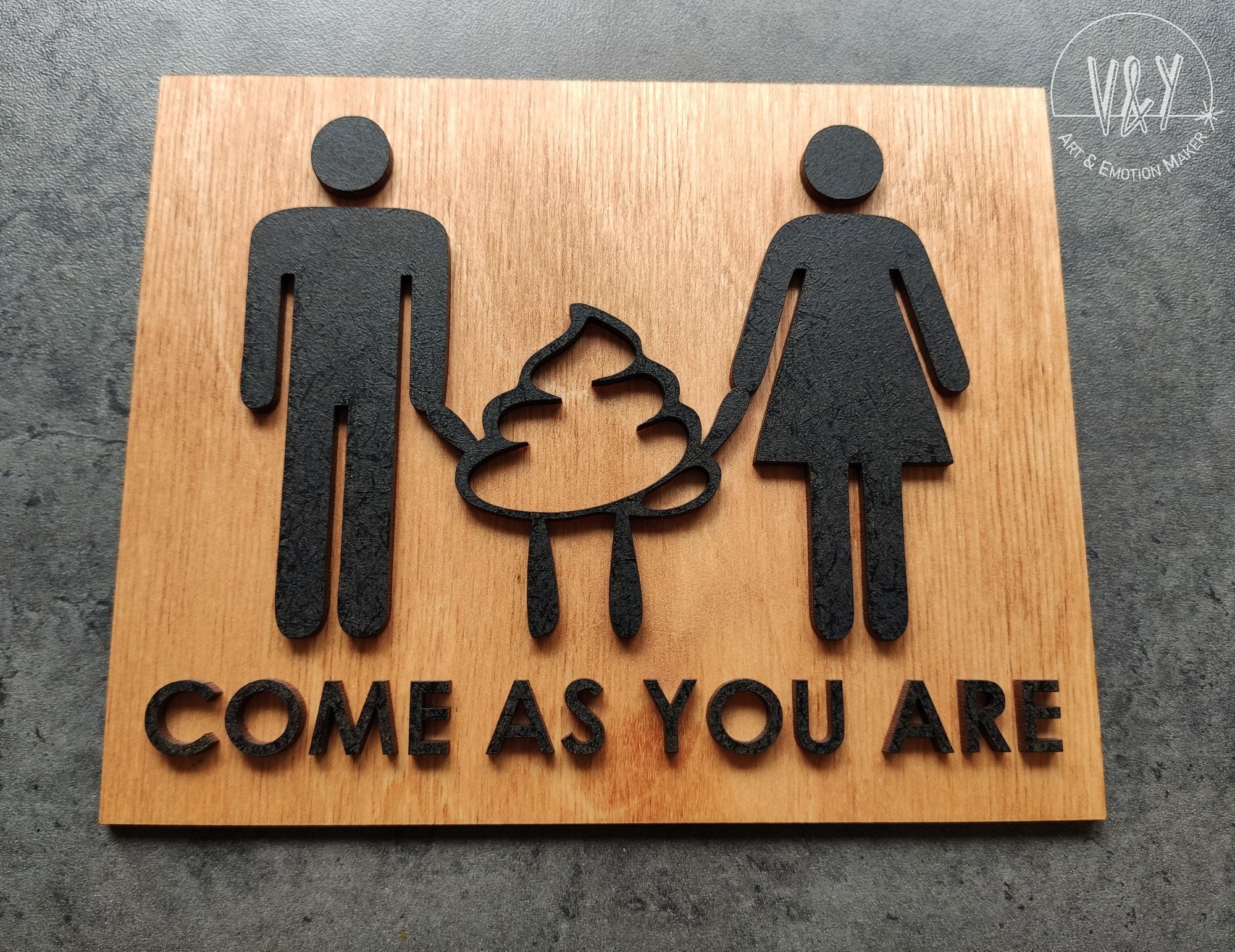 Toilet Signage Toilet Sign WC Signs Fun WC Door Sign Laser Cutting File ...