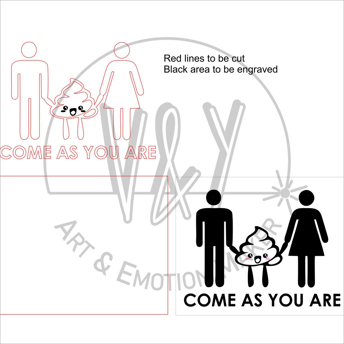 Toilet Signage Toilet Sign WC Signs Fun WC Door Sign Laser Cutting File ...