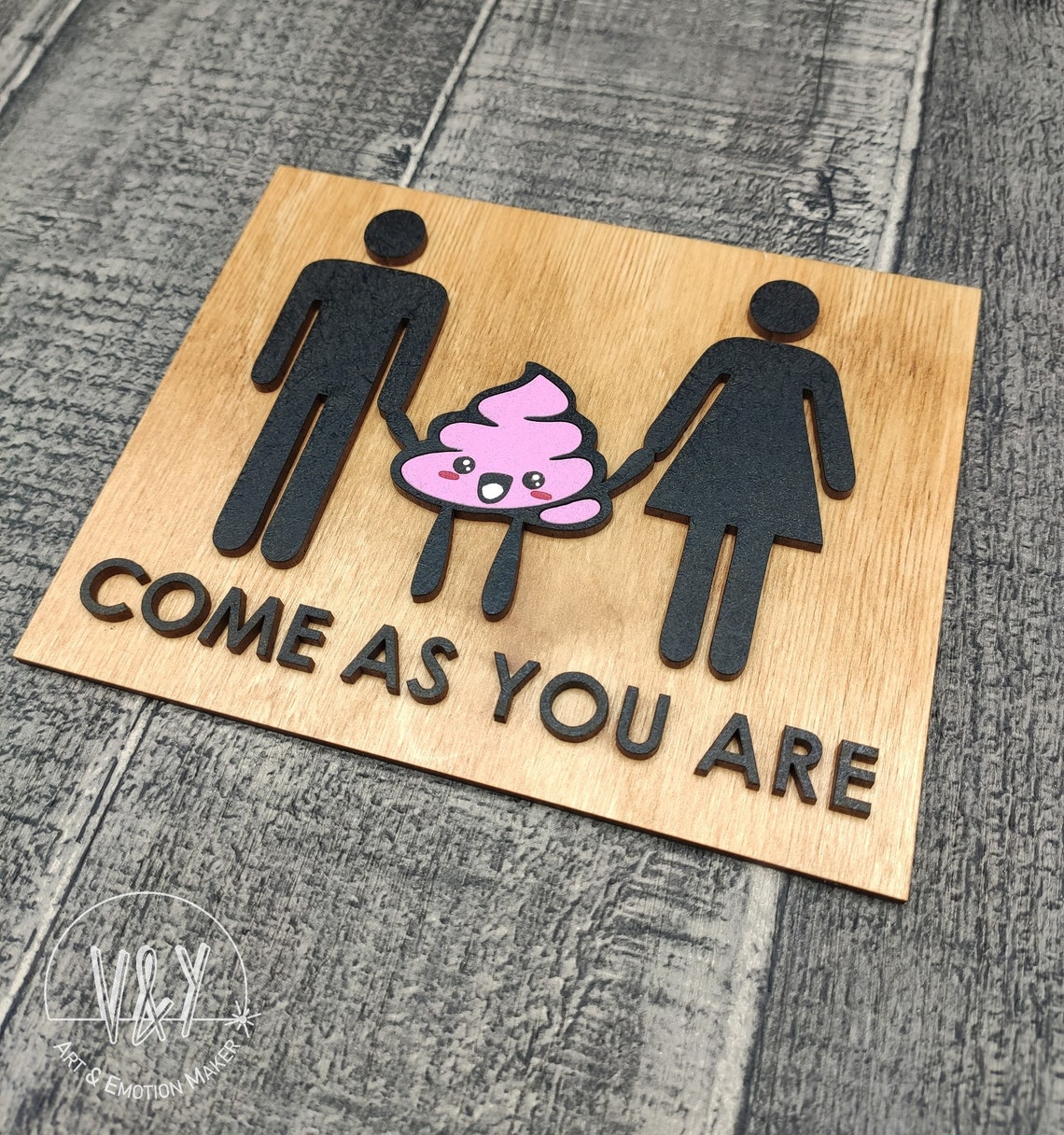 Toilet Signage Toilet Sign WC Signs Fun WC Door Sign Laser Cutting File ...