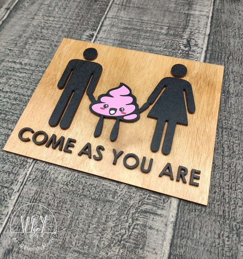 Toilet Signage Toilet Sign WC Signs Fun WC Door Sign Laser Cutting File ...