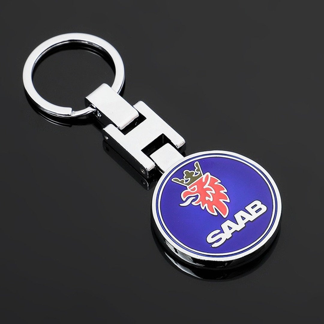 Saab Brand New Blue Metal Key Ring Keyring Keychain 93 95 9-3 9-5 9000 ...