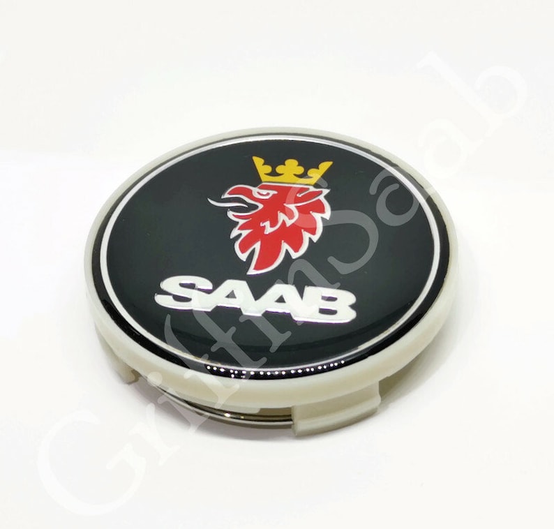 4 X Saab Black Alloy Wheel Centre Hub Caps Set 62mm 63mm 93 9-3 95 9-5 ...