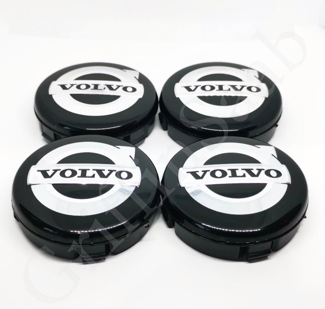 4x Volvo Alloy Wheel Centre Hub Caps 64mm Black & Chrome C30 C70 S40 ...