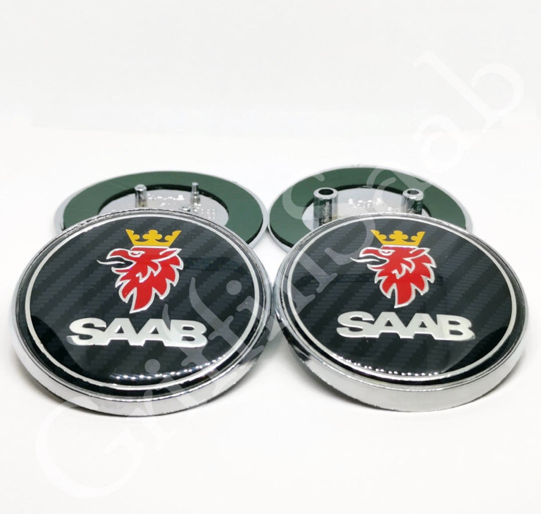 Saab 93 9-3 Saloon Carbon Badge Set Front Bonnet Hood & Rear Boot Trunk ...