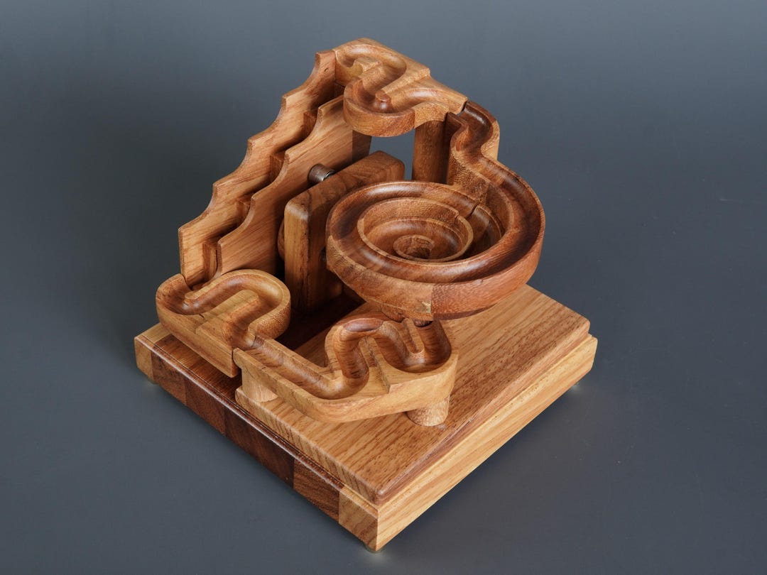 Machine à marbrer en bois Doussie rouge : sculpture cinétique, cadeau ...