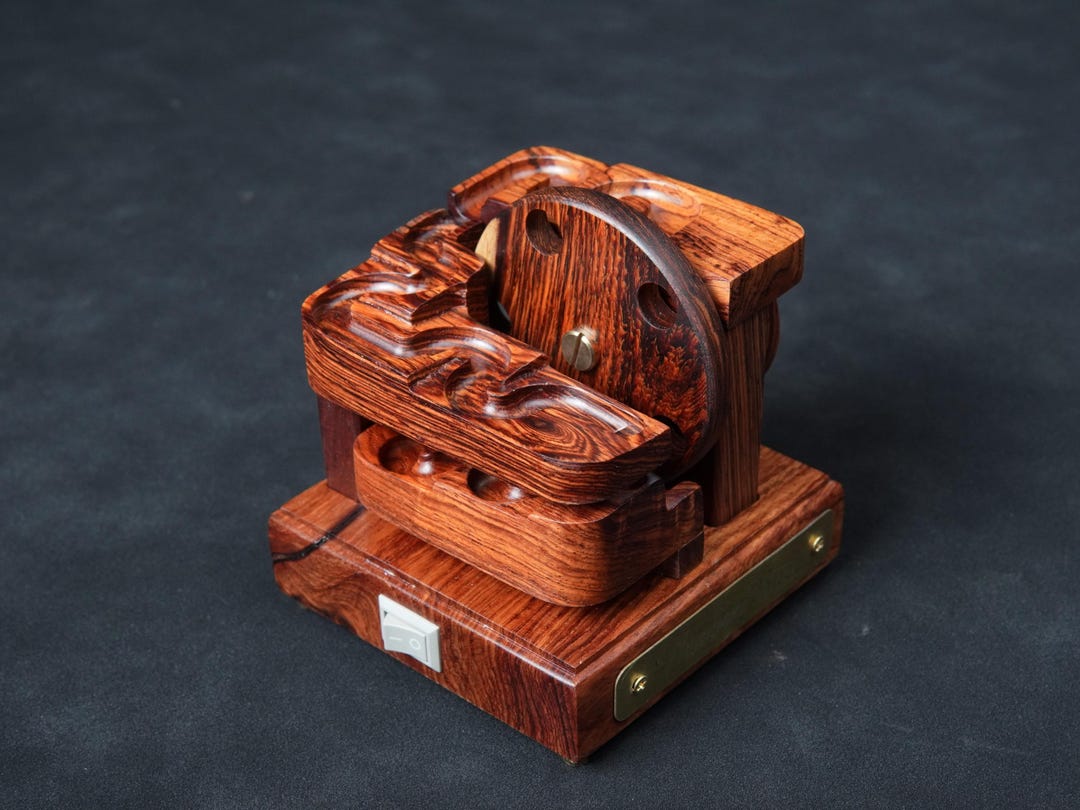Rosewood Mini Marble Machine: Single Wheel, Brass Accents - Etsy