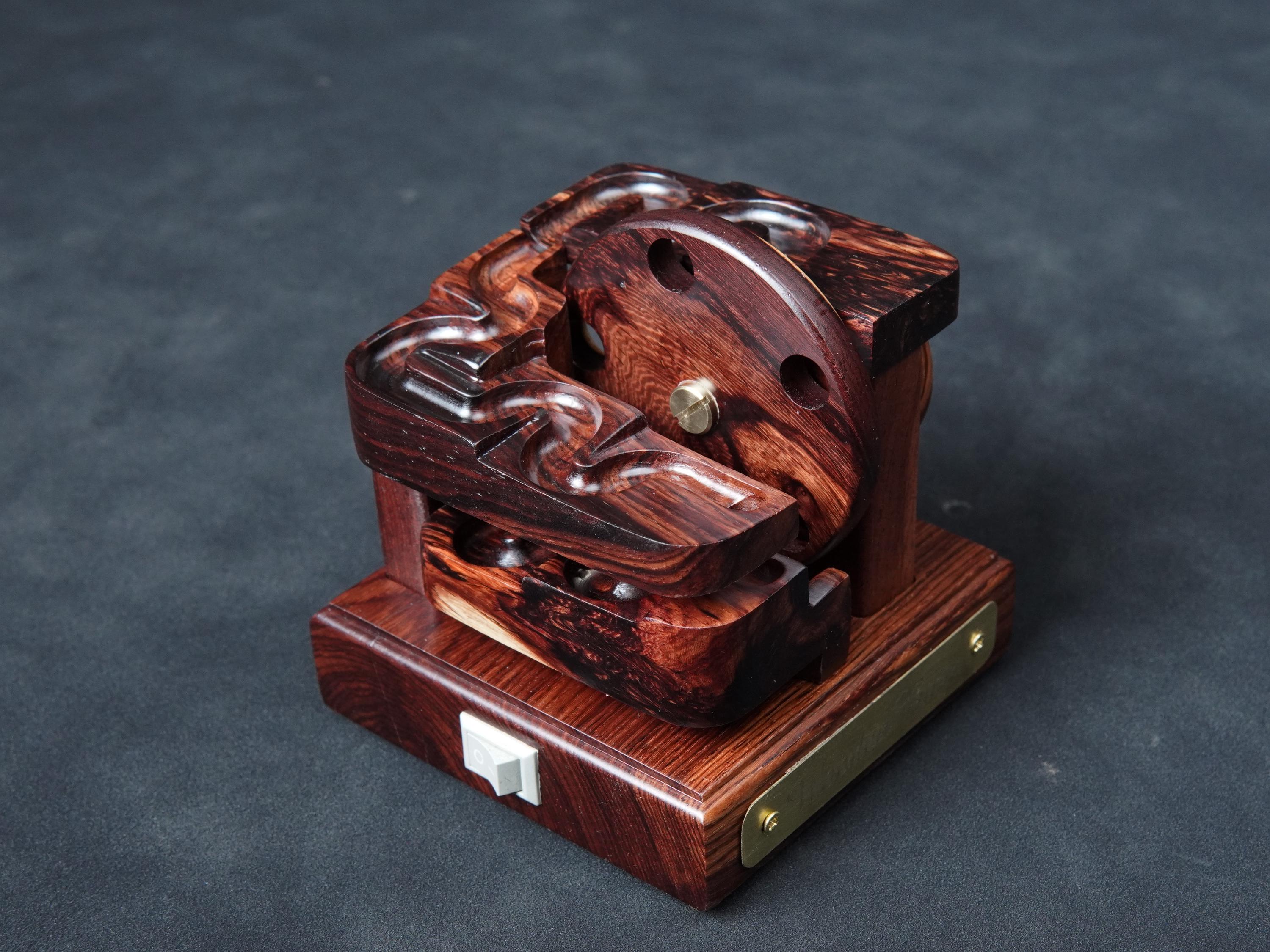 Rosewood Mini Marble Machine: Single Wheel, Brass Accents - Etsy