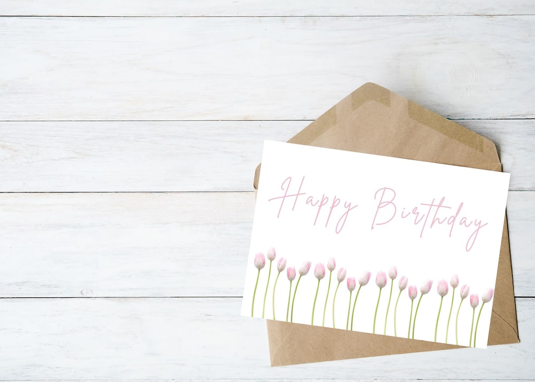 Printable Flower Birthday Card Pink Flower Card Pink Flower Birthday ...