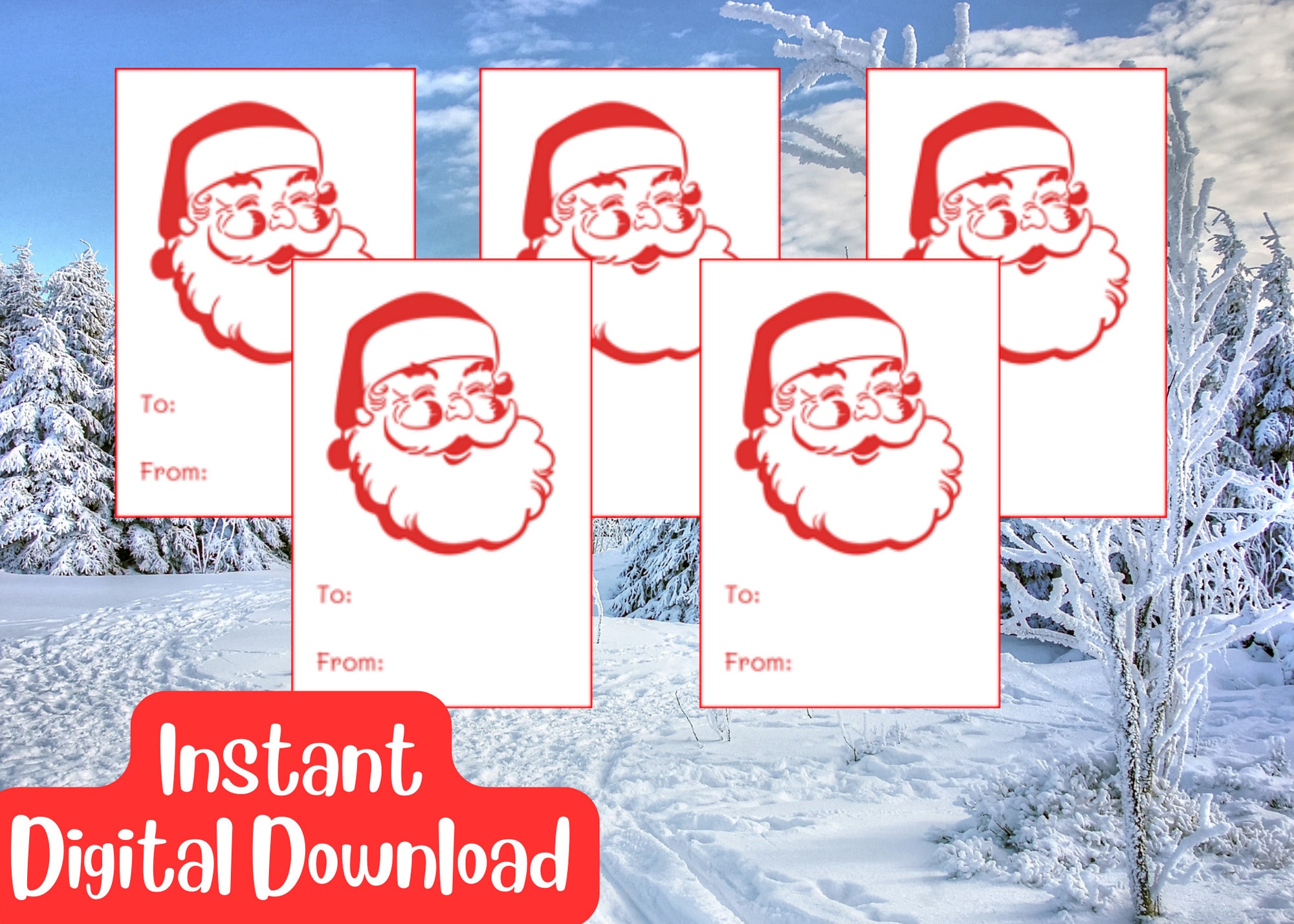 Santa Gift Tags Santa Printable Christmas Gift Tags - Etsy