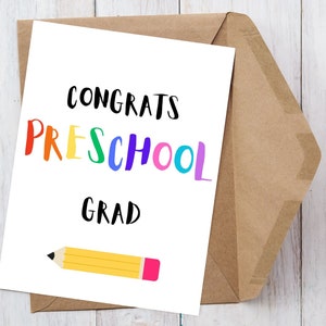Printable Preschool Graduation Card Card for Kids Card for Preschool ...