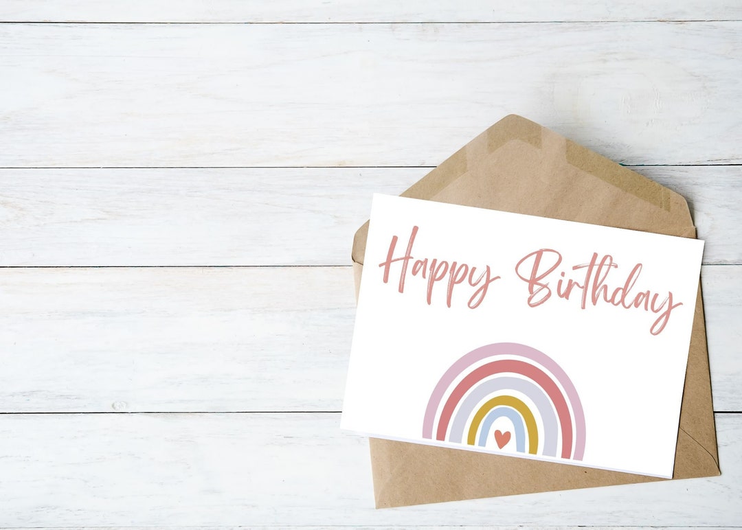 Printable Rainbow Card Birthday Card Rainbow Birthday Card Greeting ...
