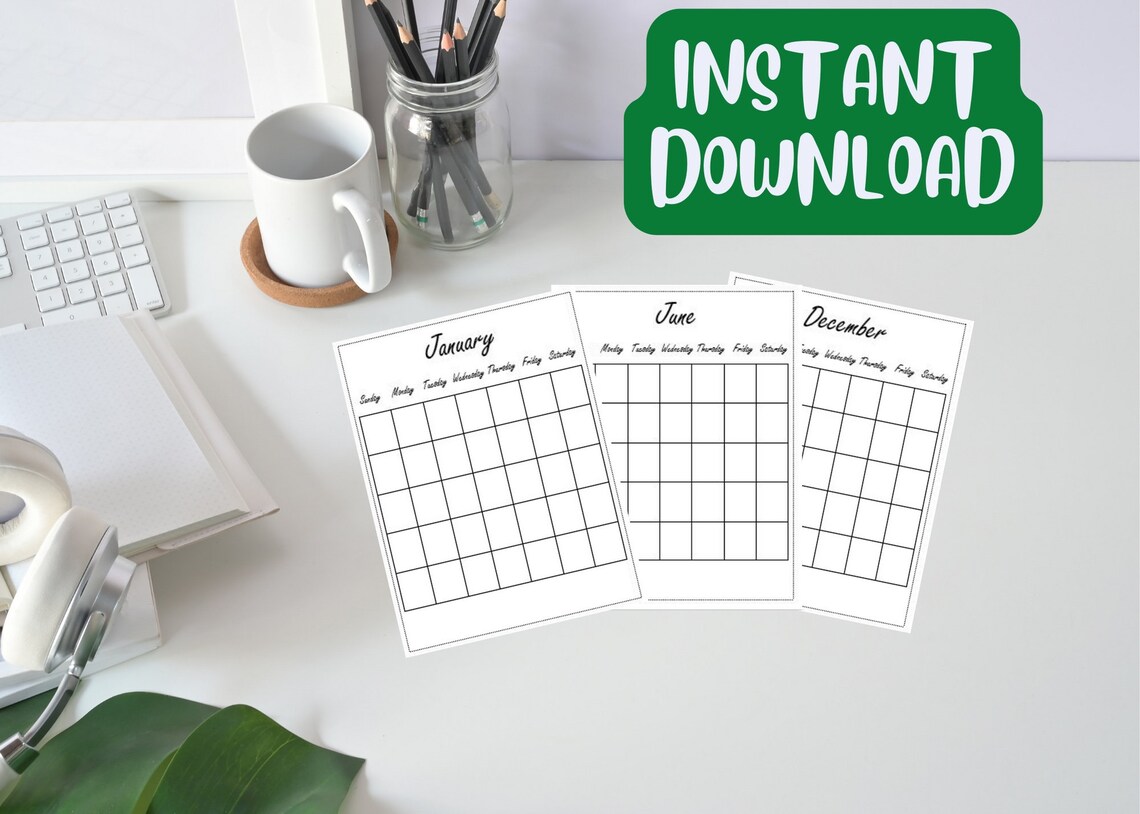 Blank Calendar Printable Printable Calendar Planner Organizer Printable ...