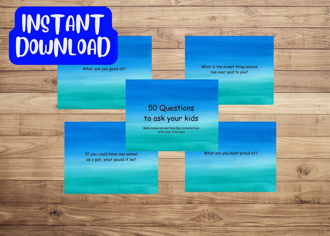 50 Questions to Ask Your Kids Question Cards for Kids - Etsy
