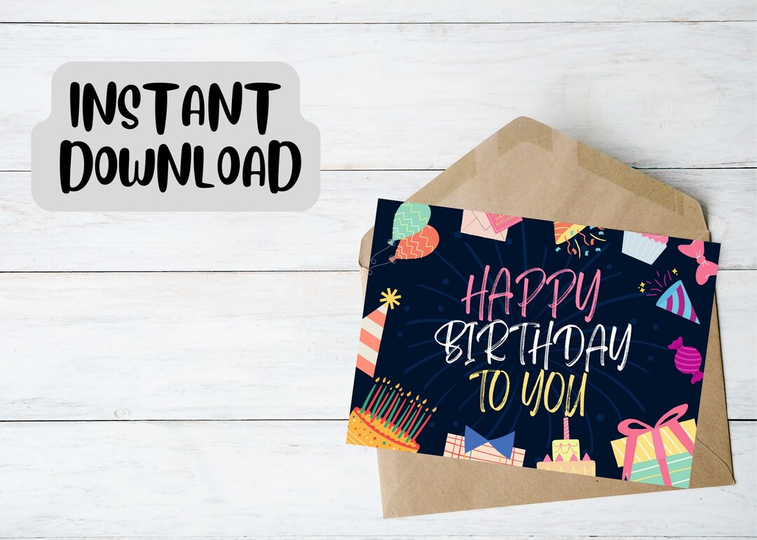 Printable Happy Birthday Card Birthday Printable Happy Birthday - Etsy