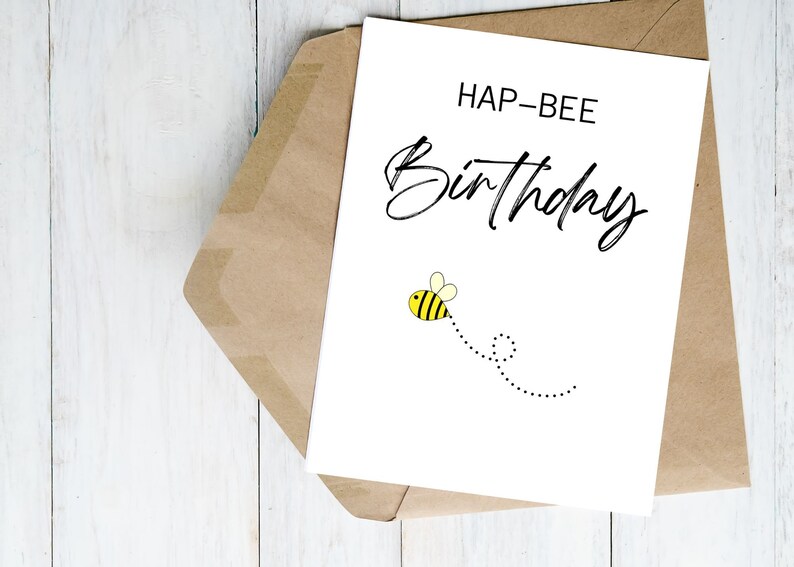 Printable Happy Birthday Card Bee Card Hapbee Birthday - Etsy