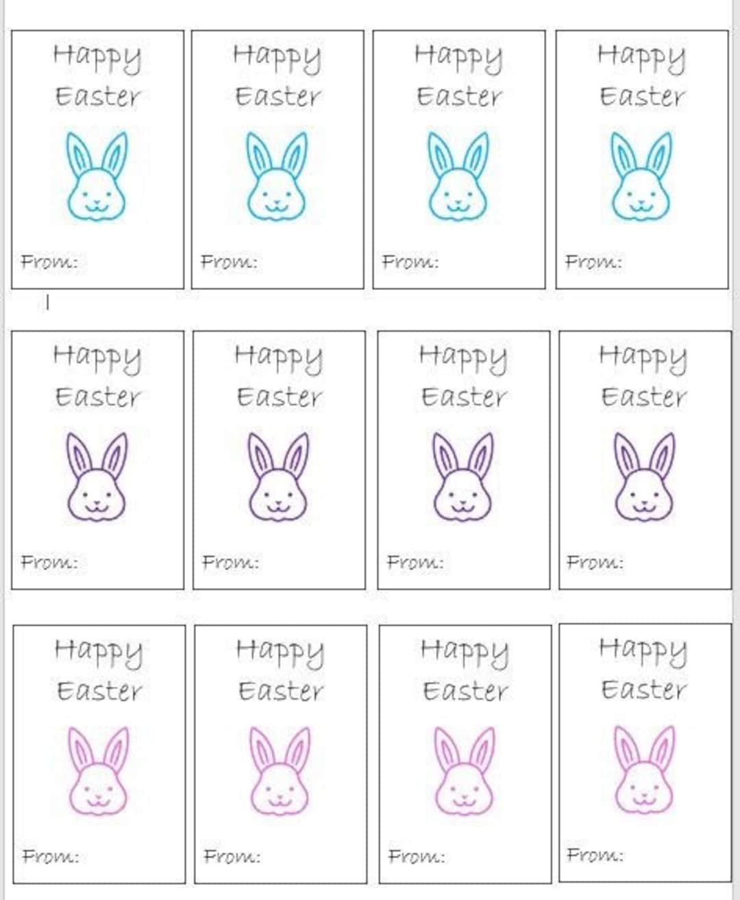 Bunny Gift Tags Digital Print Easter Tags Easter Prints Diy Print - Etsy