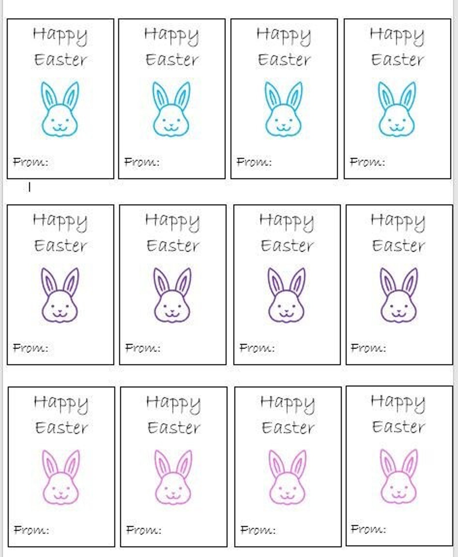 Bunny Gift Tags Digital Print Easter Tags Easter Prints Diy Print - Etsy