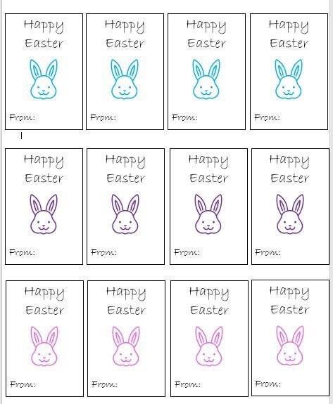 Bunny Gift Tags Digital Print Easter Tags Easter Prints Diy Print - Etsy
