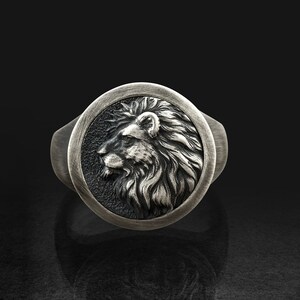 Sterling Silver African Lion Signet Ring for Men's, Charming Lion Head ...