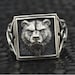 Charming Signet Wild Bear Head Ring for Men's, Personalized Gemstone ...