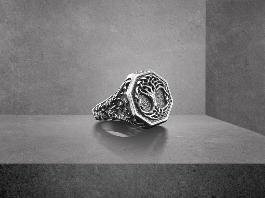 Yggdrasil Tree of Life Signet Ring Men, Celtic and Norse Mythology ...