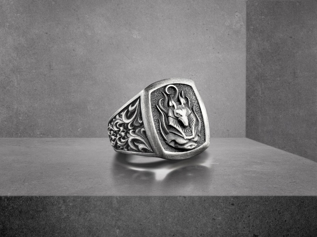Ancient Egyptian God Seth Signet Silver Mens Ring, 925 Sterling Silver ...