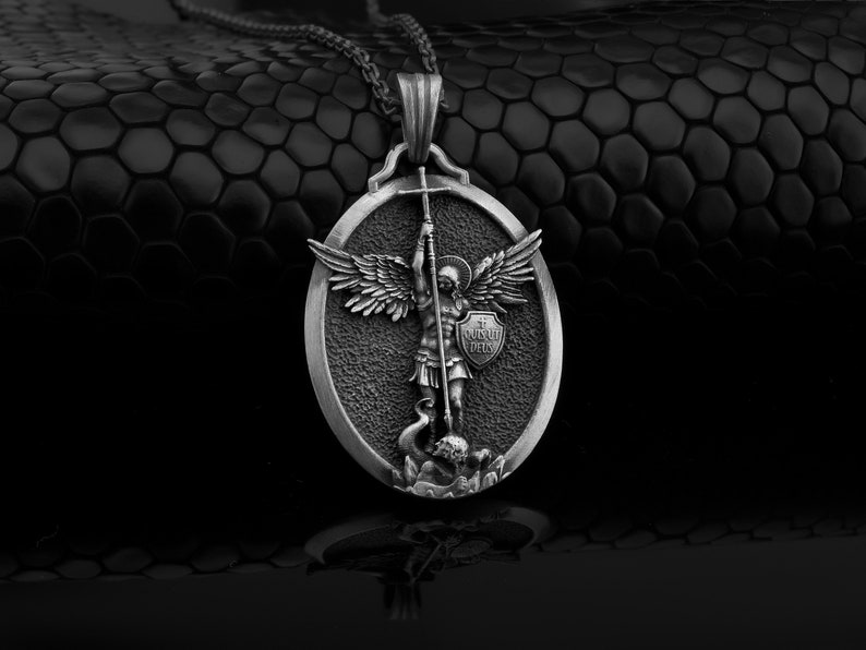 925 Archangel Saint Michael Silver Medallion Personalized - Etsy