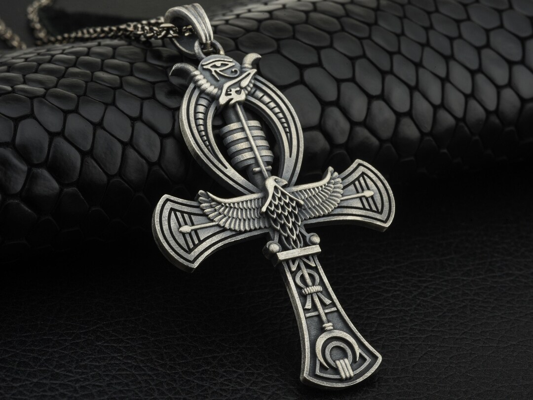Charming Egyptian Ankh Men's Necklace in Oxidized Silver, 925 ...