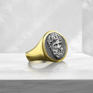 Father of the Gods Zeus Signet Ring, Sterling Silver Greek Mythology ...