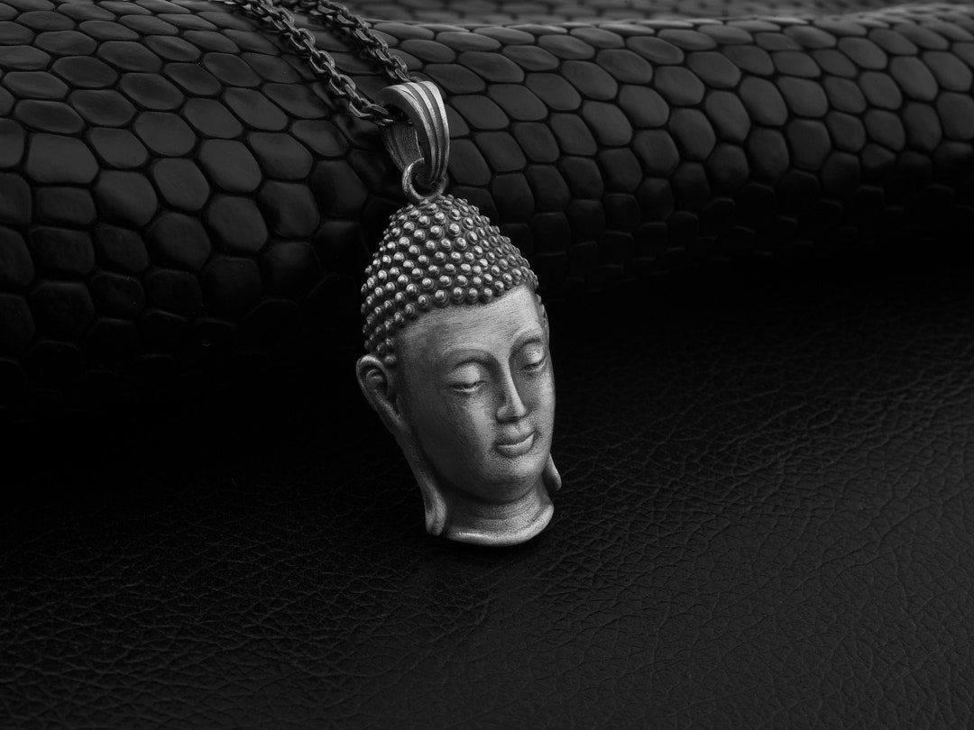 925 Sterling Silver Buddha Head Necklace for Men, Unique Buddha Head ...