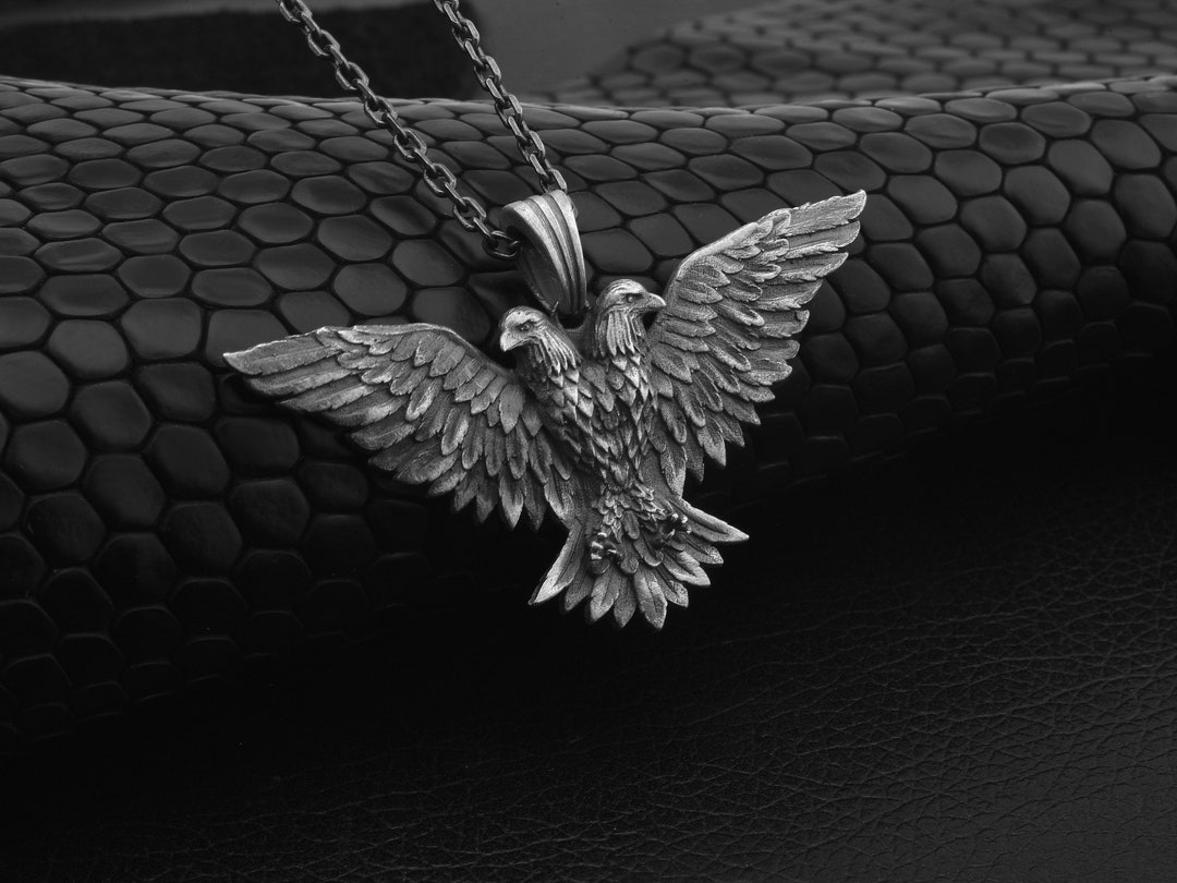 Charming Double Headed Eagle Necklace in Oxidized Sterling Silver for ...