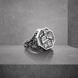 Kratos God of War Unique Signet Ring, Greek Mythology Engraved ...