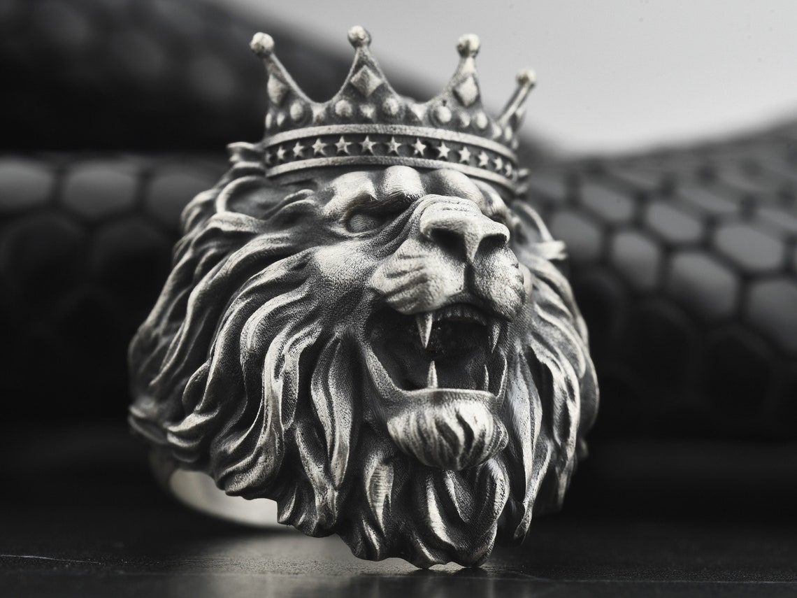 925 Solid Silver Lion King Ring for Men's Personalized - Etsy