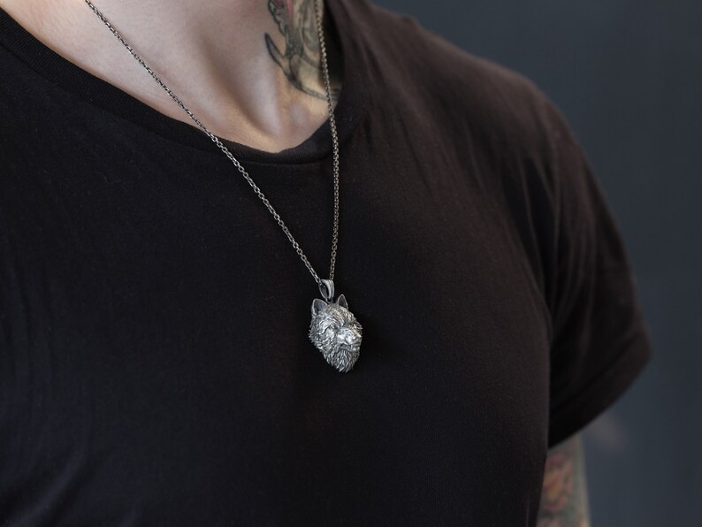 Charming Angry Alpha Wolf Head Men's Necklace - Etsy