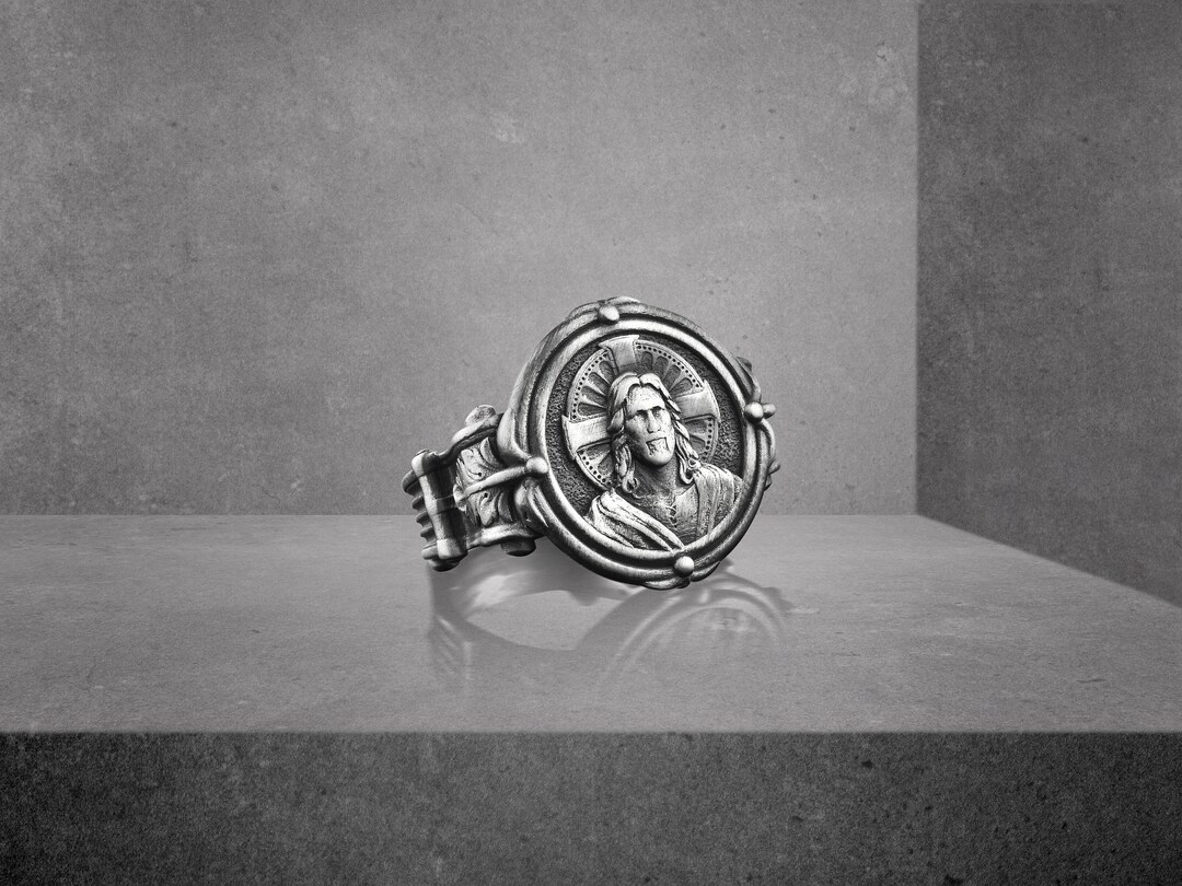 Jesus Christ Signet Ring for Men, Sterling Silver Mens Faith Ring for ...