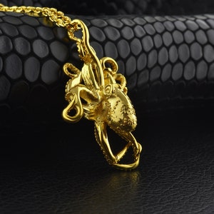 Sterling Silver Octopus Necklace for Men's, Personalized Unisex Octopus ...