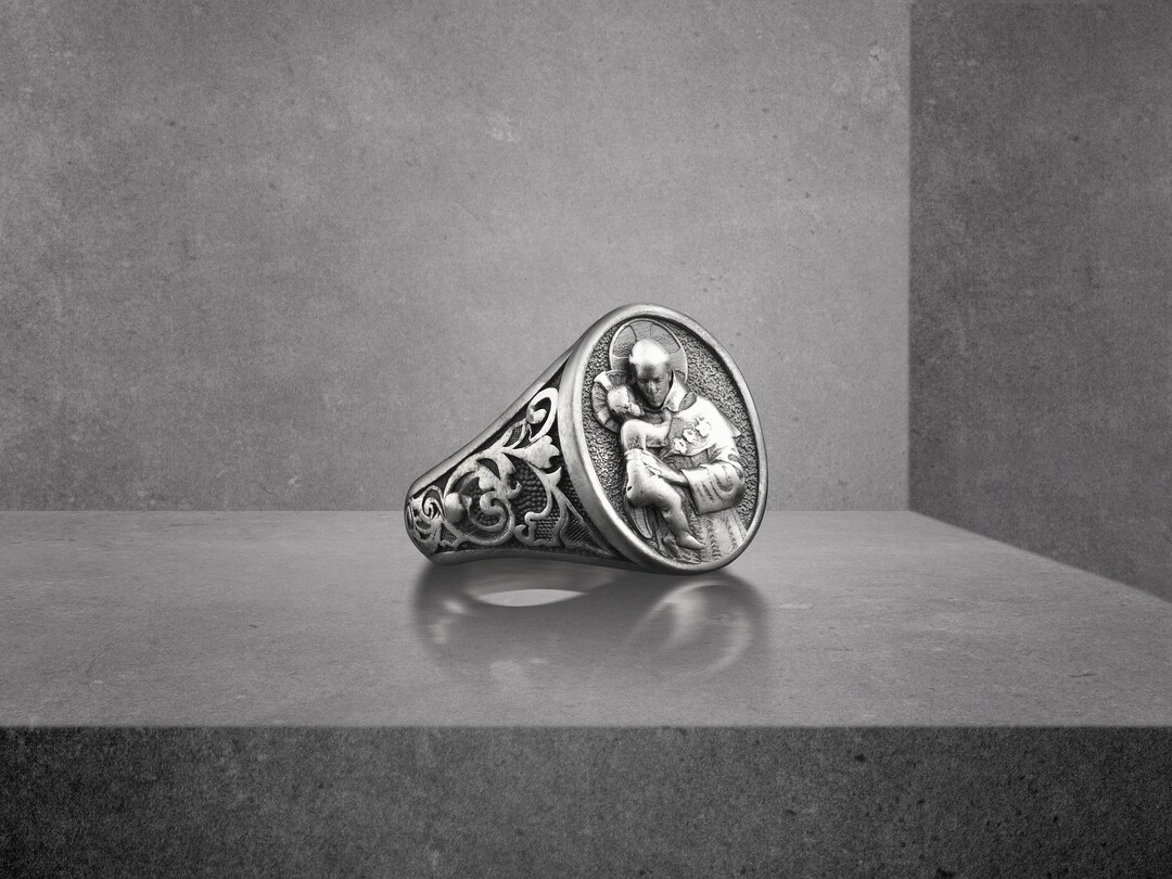St Anthony of Padua Signet Ring Men, Saint Anthony Mens Catholic Ring ...