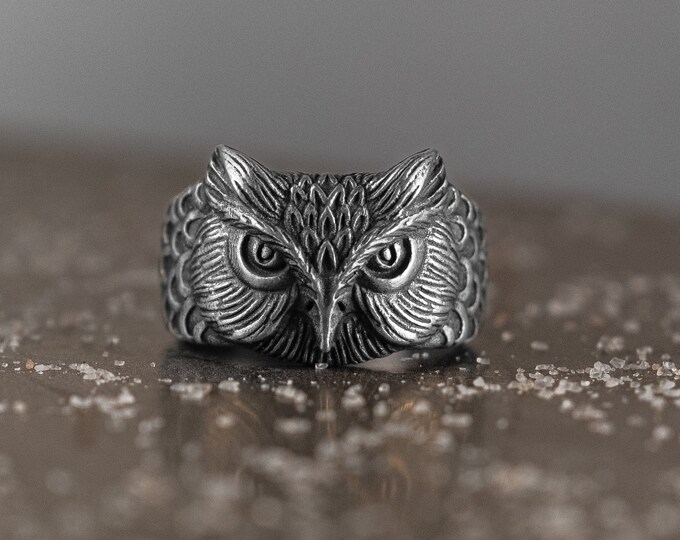 Silver Barn Owl Ring - Etsy