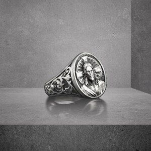 Jesus Christ Unique Dainty Signet Ring, Engraved Confirmation Ring for ...