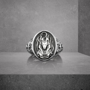 Seth Egyptian Goddess Signet Ring Men, Cool Mythology Mens Ring for ...