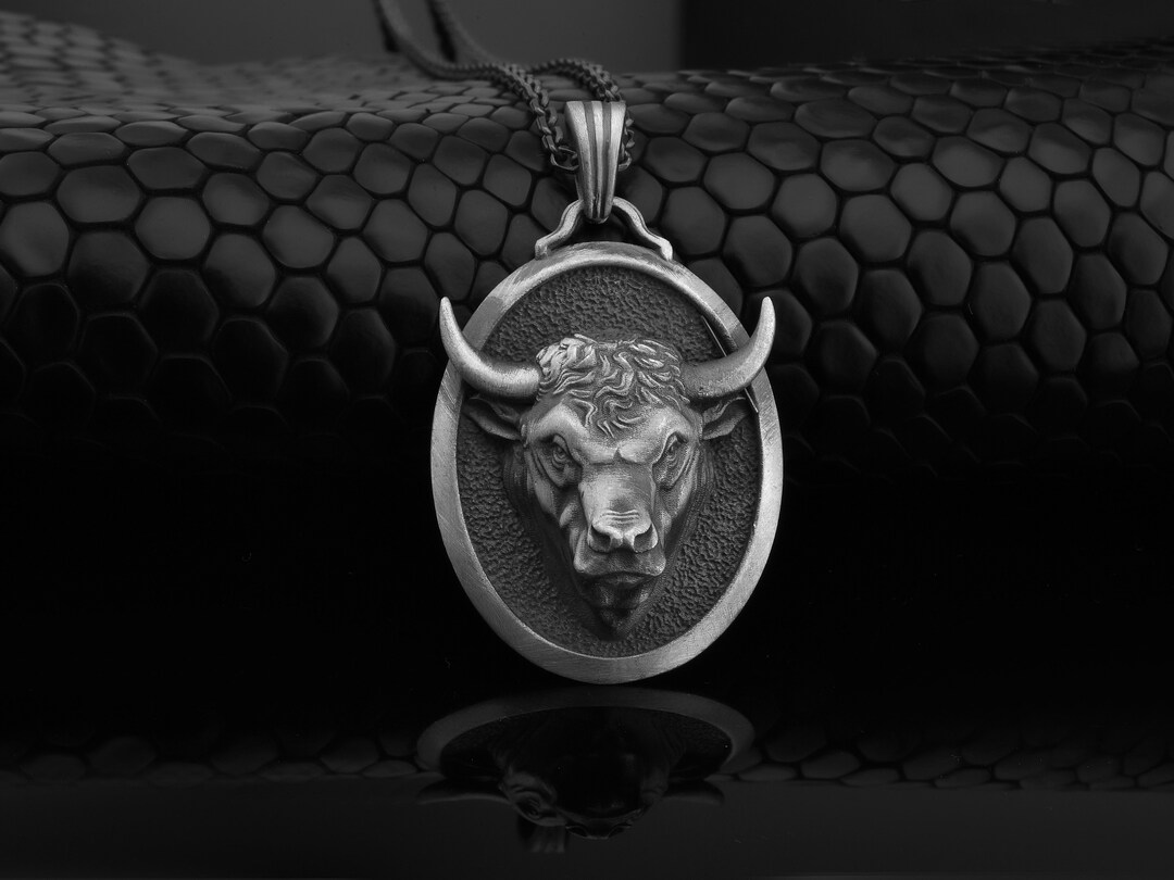 Personalized Bull Head Necklace for Husband, Buffalo Pendant for Men ...