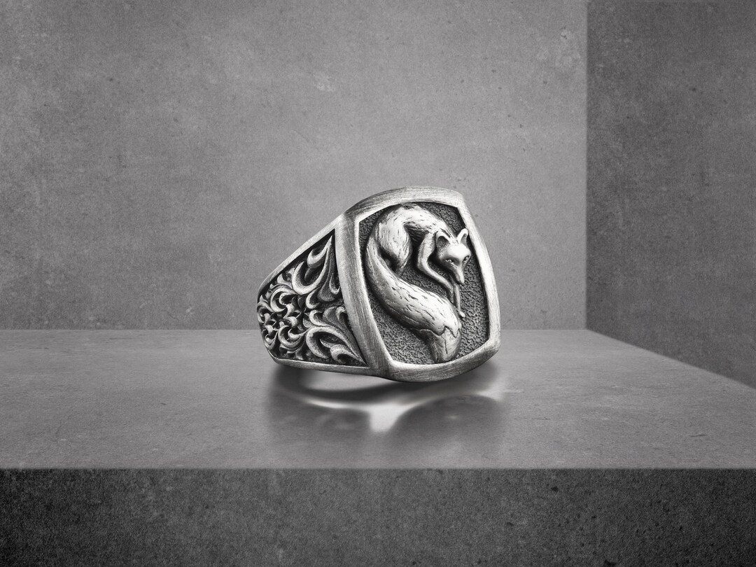 Wild Fox Silver Signet Ring, Symbol of Good Future Fox Ring, Handmade ...