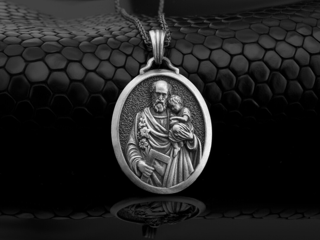 Charming Saint Joseph Silver Necklace, Personalized Saint Joseph Gift ...