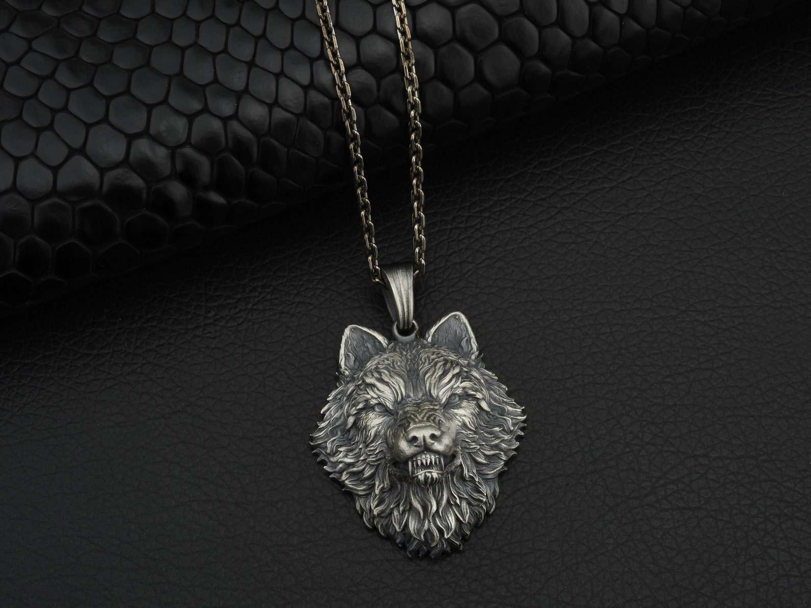 Charming Angry Alpha Wolf Head Men's Necklace - Etsy