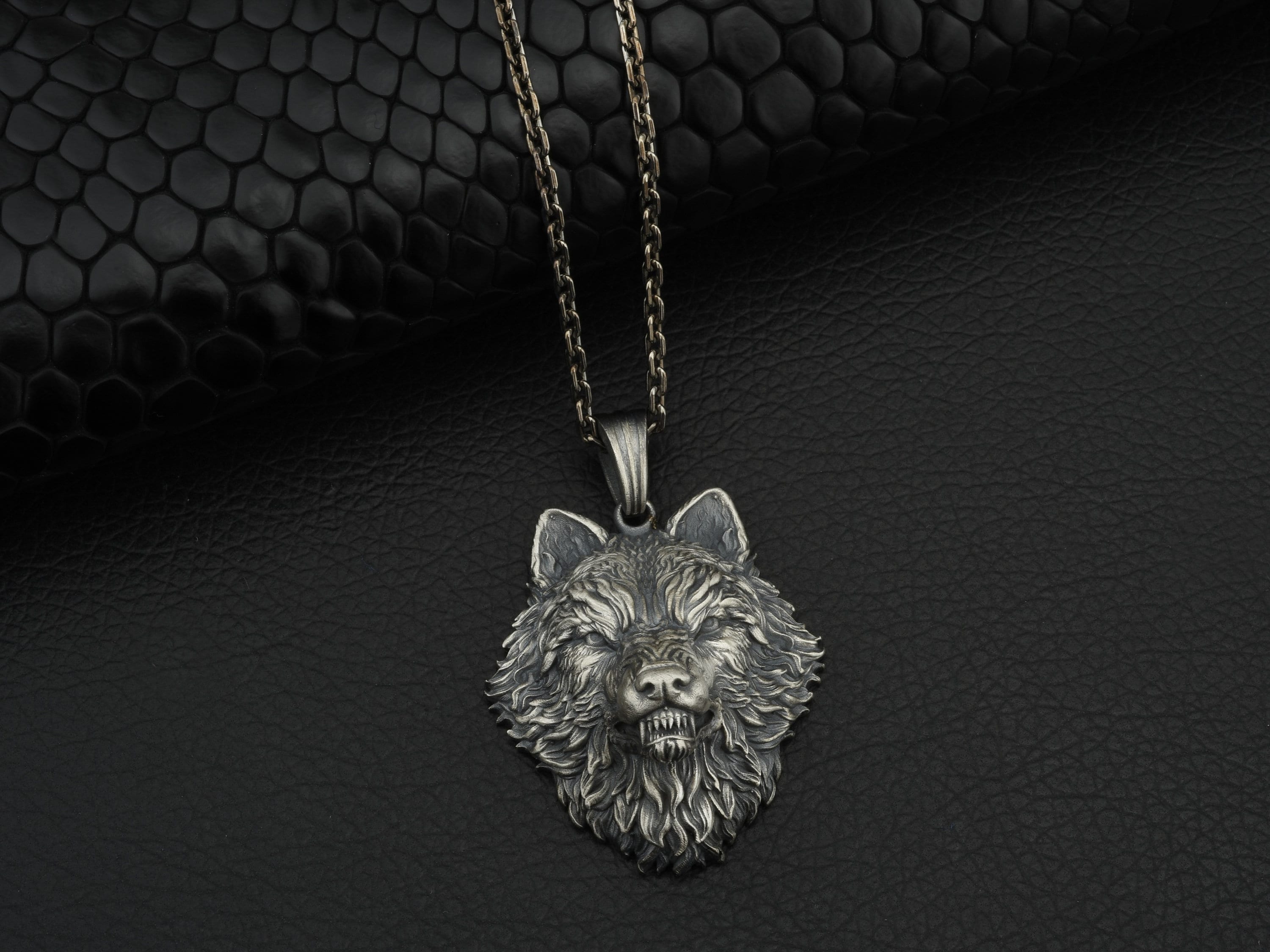 Charming Angry Alpha Wolf Head Men's Necklace - Etsy