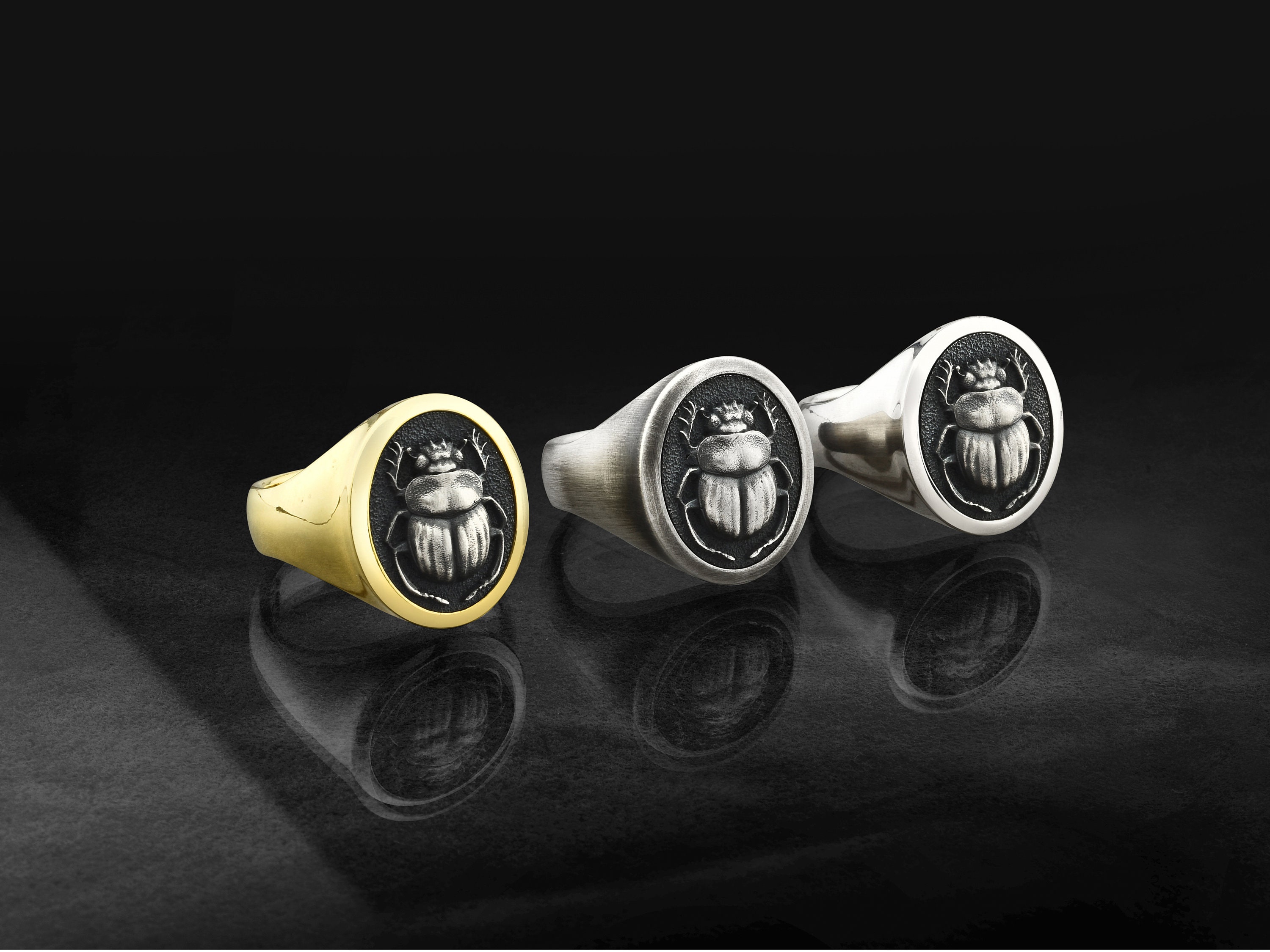 Sterling Silver Egyptian Scarab Men's Signet Ring 925 - Etsy