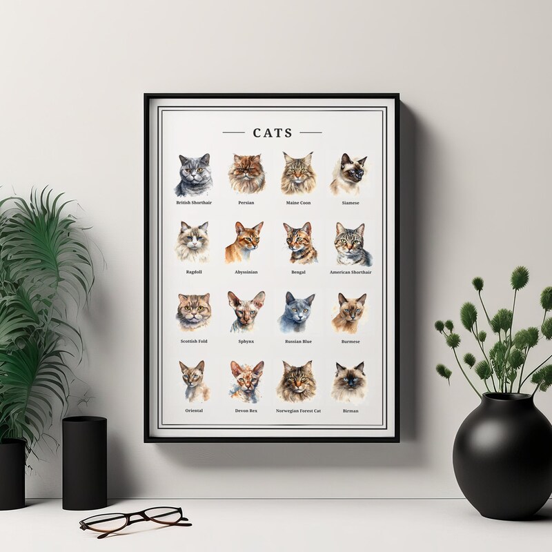 Breeds of Cats Poster - Etsy