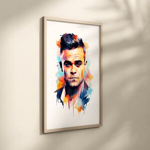 Robbie Williams Printable Digital Portrait - British Pop Icon Tribute ...
